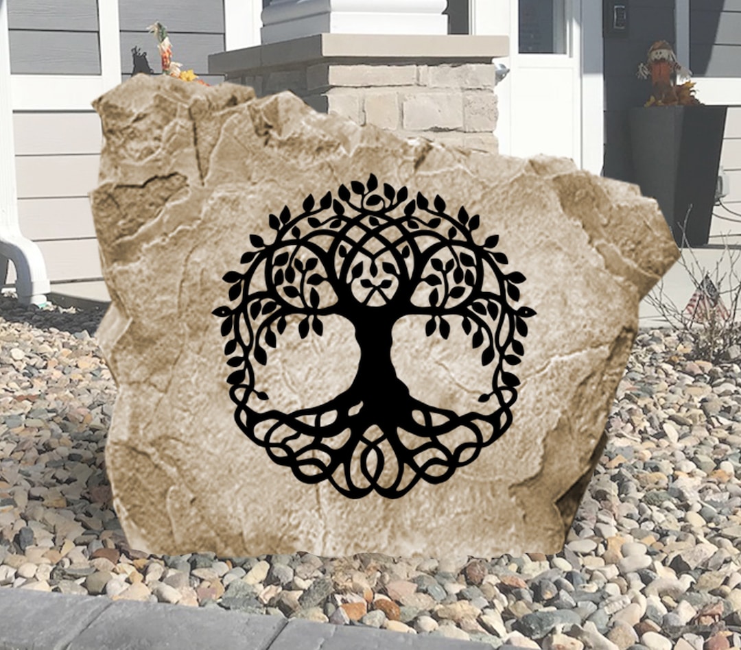 Tree of Life Rock - Landscape Stone - Engraved - Garden Stone - House ...