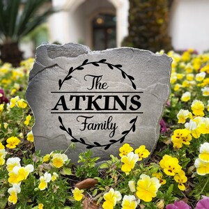 Personalized Monogram Family Name Rock Sign - Engraved Stone - Custom ...