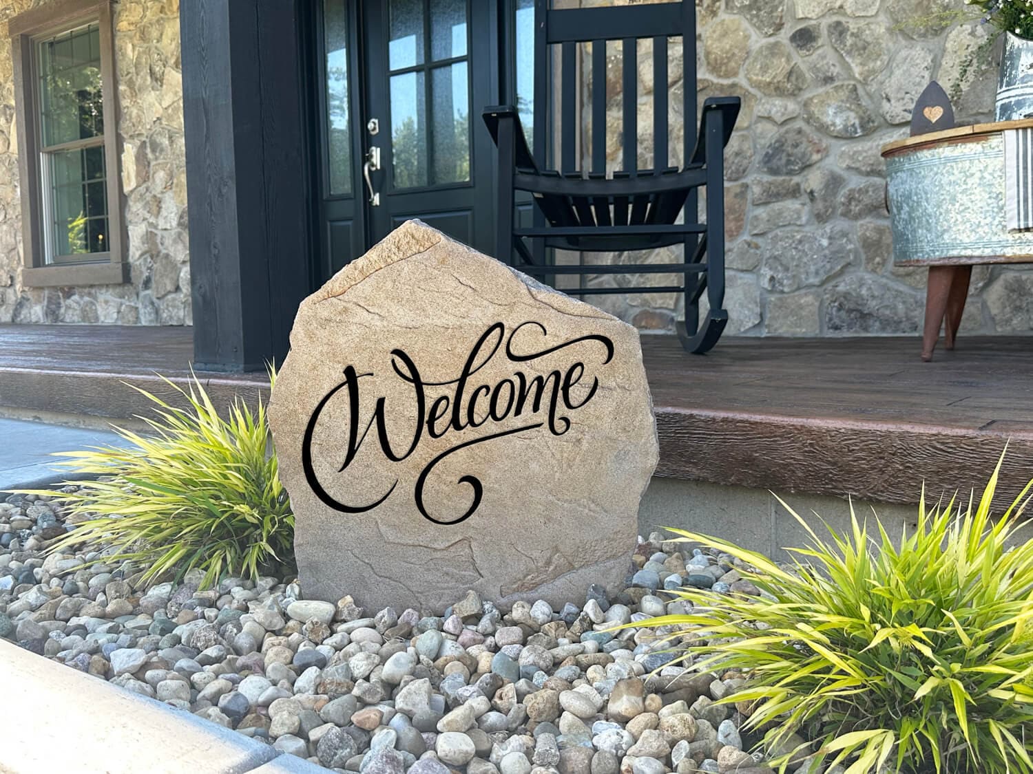Welcome Stone - Welcome Landscape Rock - Engraved -garden Stone - House ...