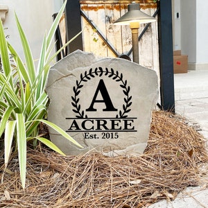Personalized Monogram Name Stone - Engraved Rock Personalized - Garden ...