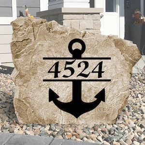Anchor Address Marker Rock - Engraved Rock - Personalized - Garden ...