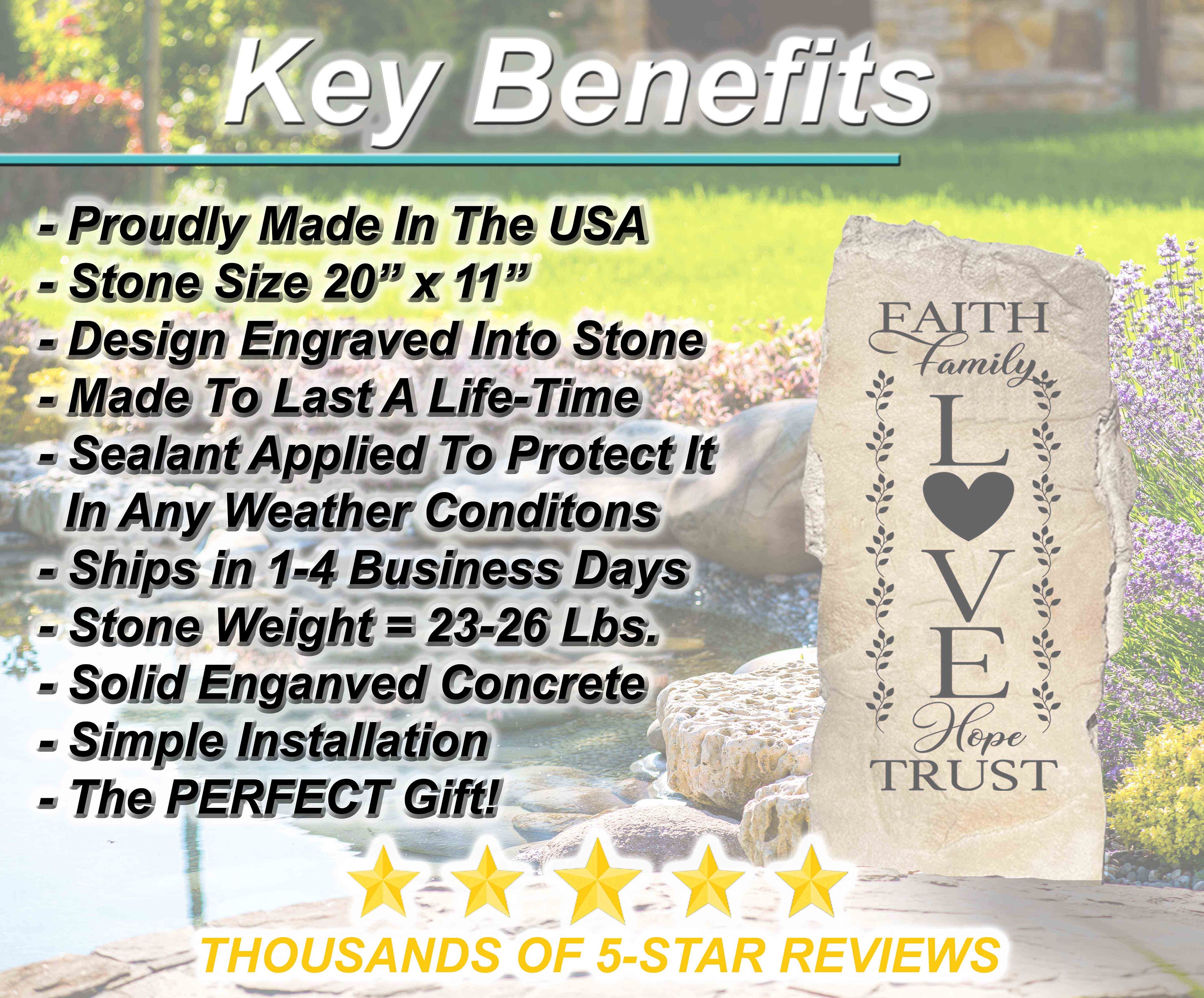 Faith Garden Sign Vertical Stone Faith Rock Front Door - Etsy