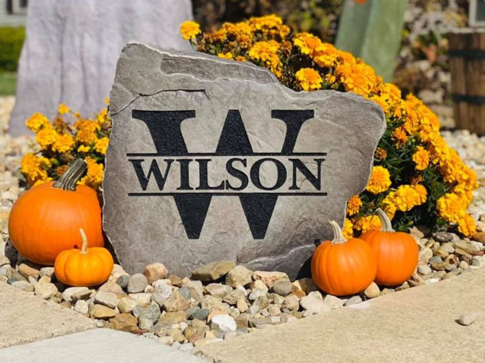 Monogram Last Name Rock Engraved Stone Personalized - Etsy