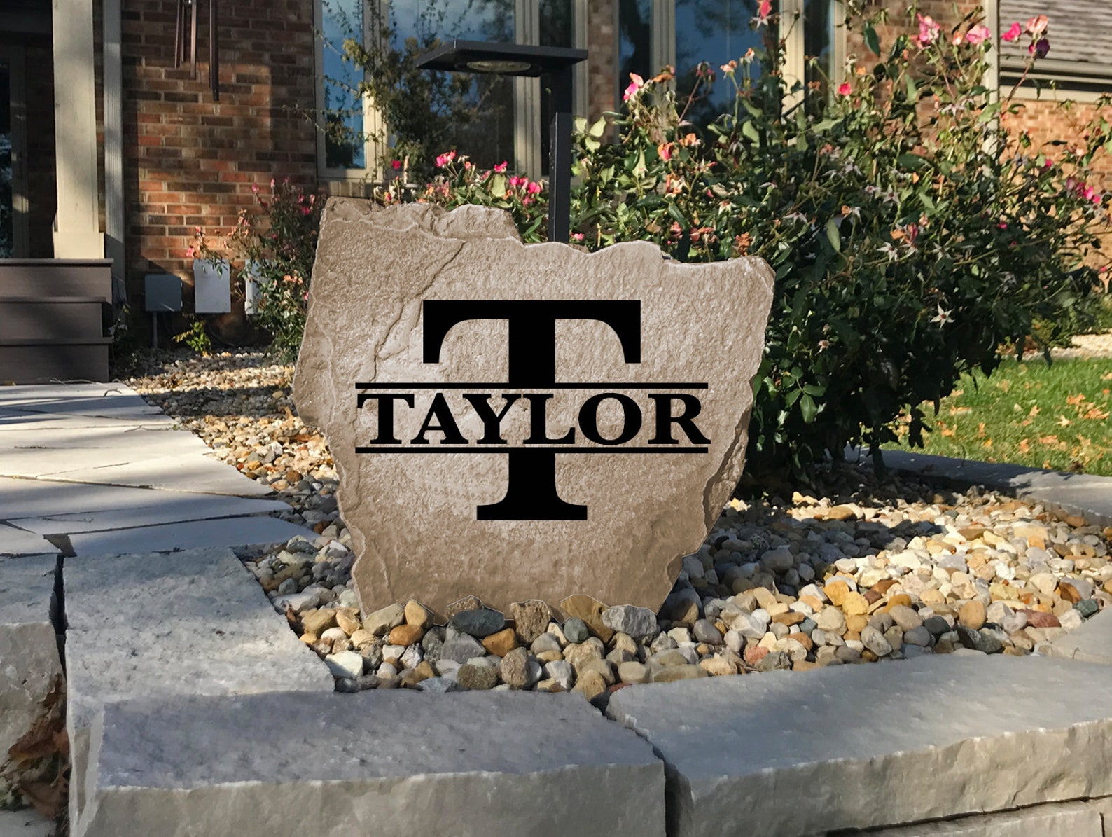 Monogram Last Name Rock Engraved Stone Personalized - Etsy