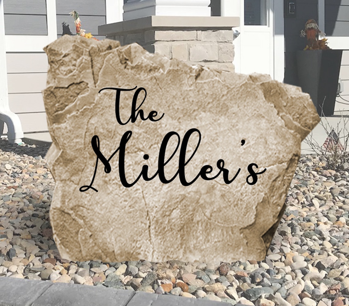 Script Name Stone Engraved Rock Personalized Garden - Etsy