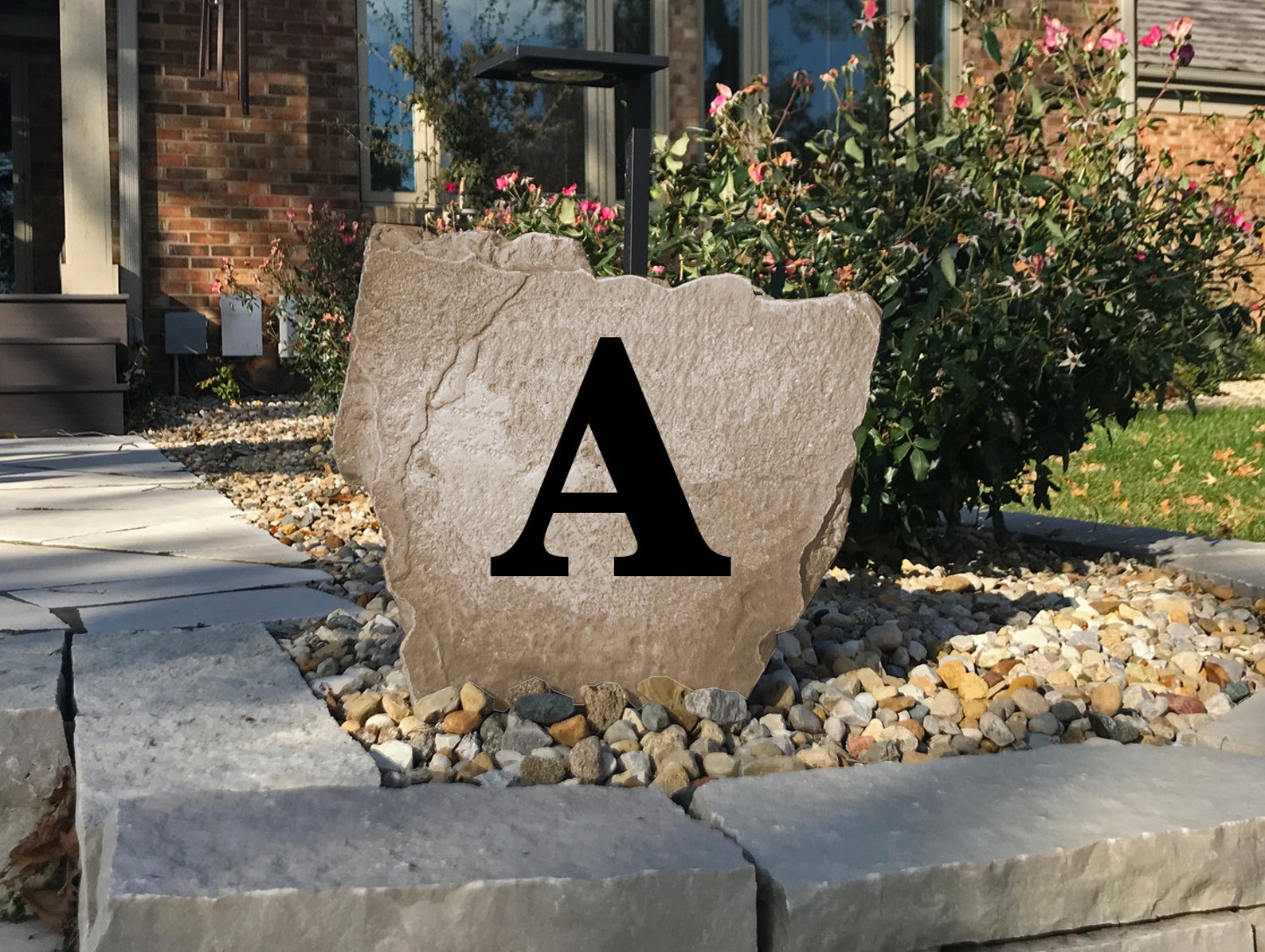 Single Letter Stone Engraved Rock Personalized Garden - Etsy