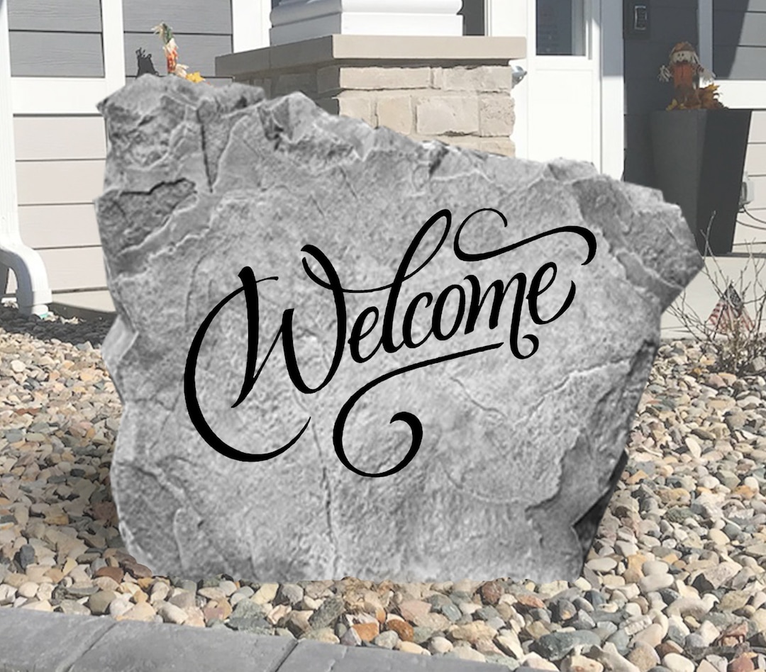 Engraved Welcome Stone Decor - Welcome Landscape Rock -garden Stone ...