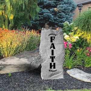 Faith Garden Sign - Vertical Stone - Faith Rock Front Door - Home Decor ...