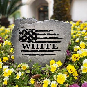 Flag Name Rock - Engraved Stone - Custom Personalized - Garden Stone ...