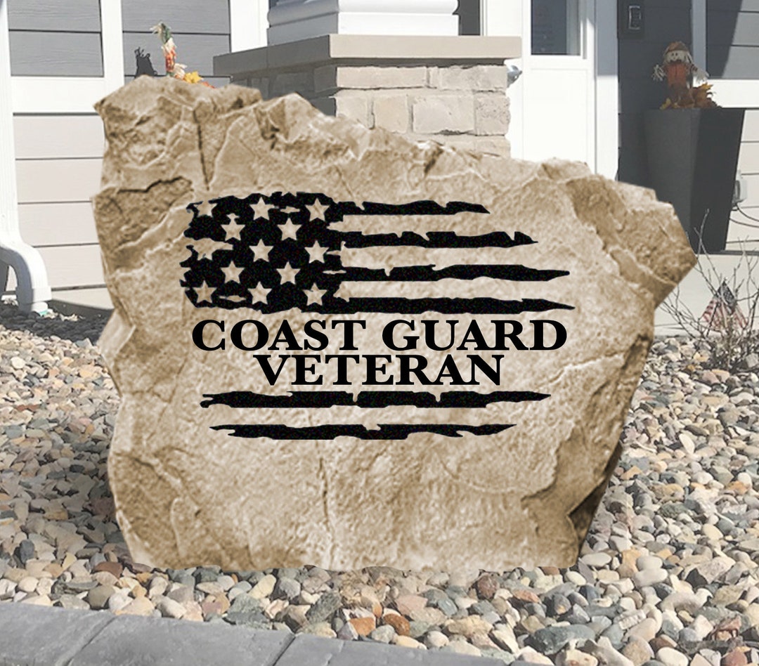 Coast Guard Veteran Flag Engraved Stone - Military - Engraved - Veteran ...