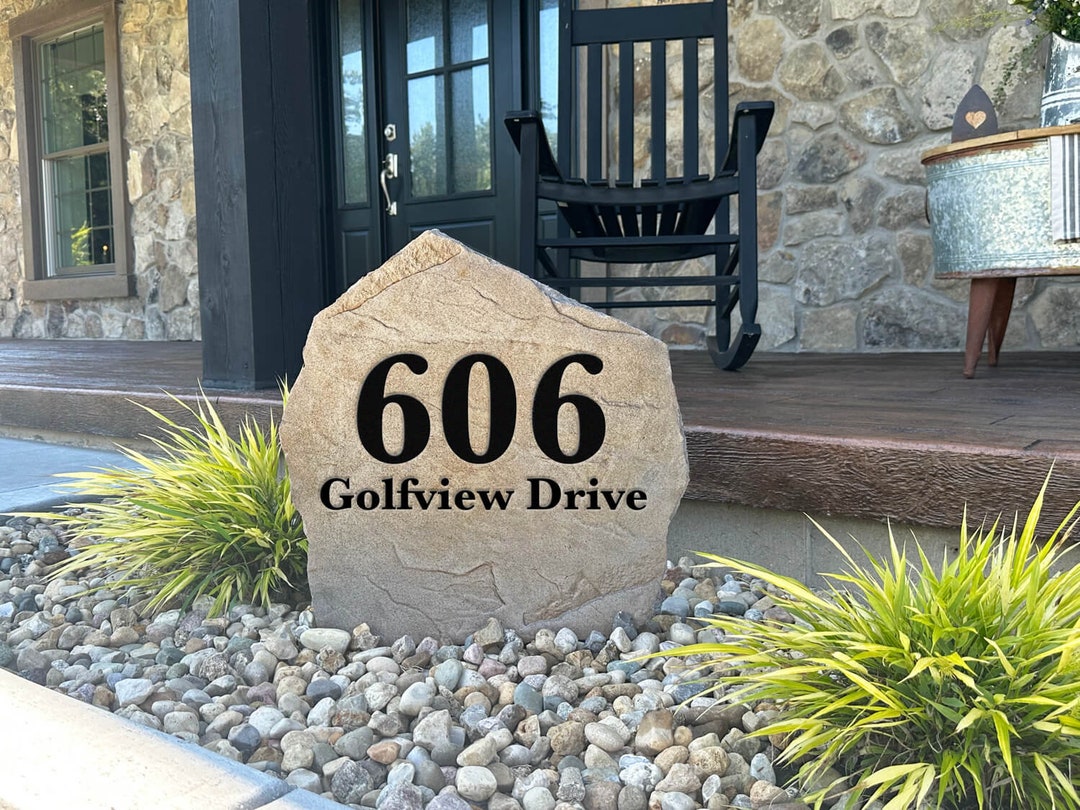 House Address Rock Standard- Engraved Stone - Custom Stone Personalized ...