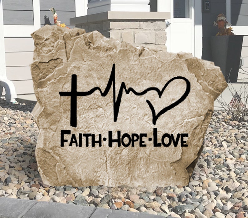 Faith Hope Love Garden Rock Landscape Stone Engraved | Etsy