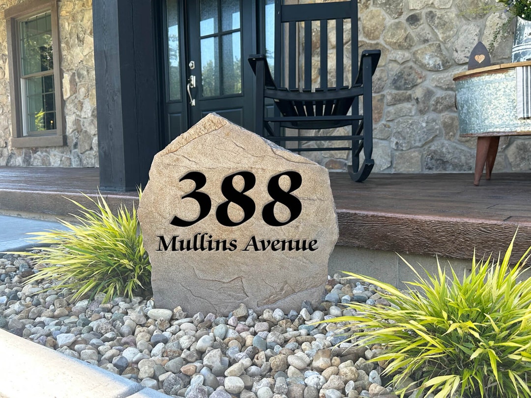 House Address Engraved Stone - Elegant Address Sign - Personalized ...