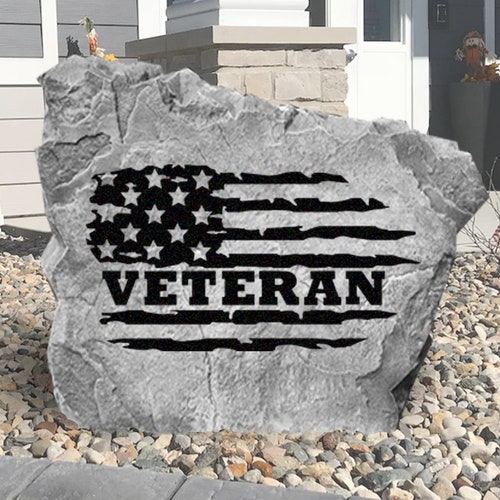 Army Veteran Flag Engraved Stone Military Engraved - Etsy