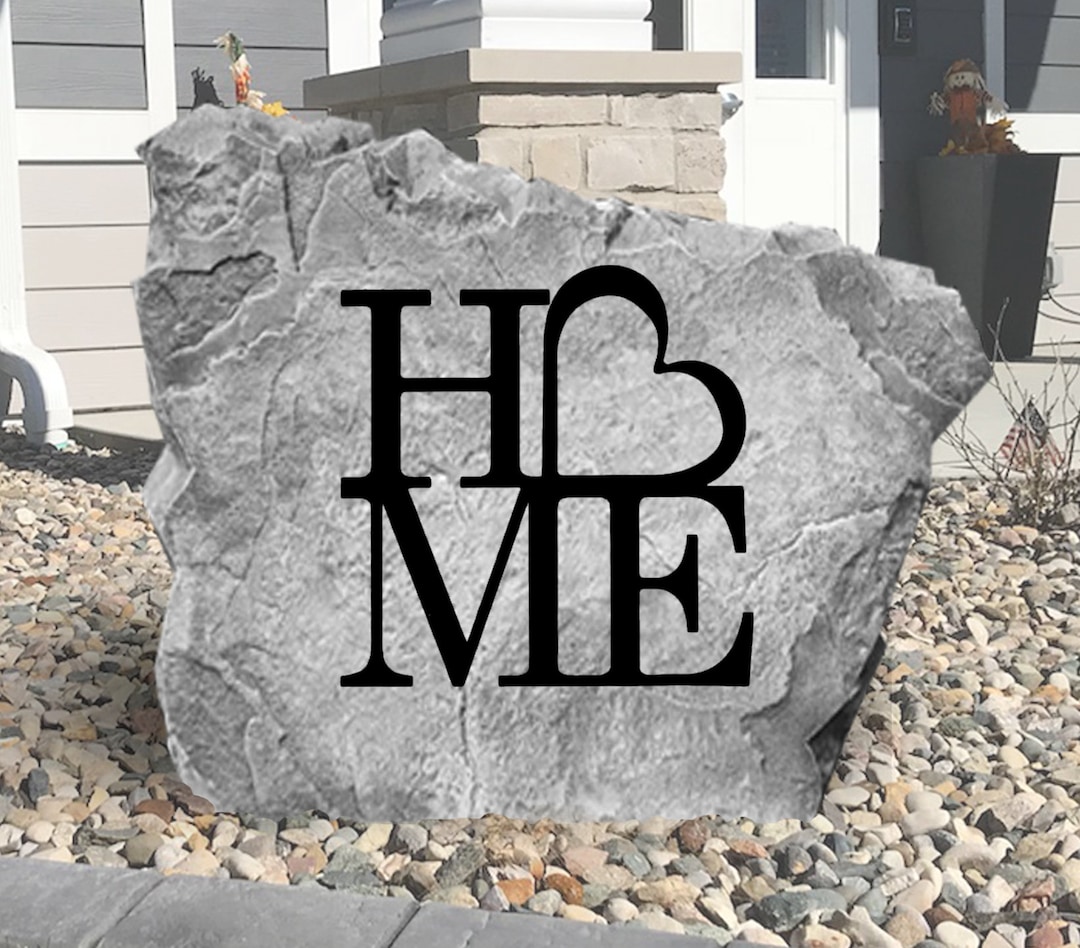 Home Heart Rock - Landscape Stone - Engraved - Garden Stone - House ...