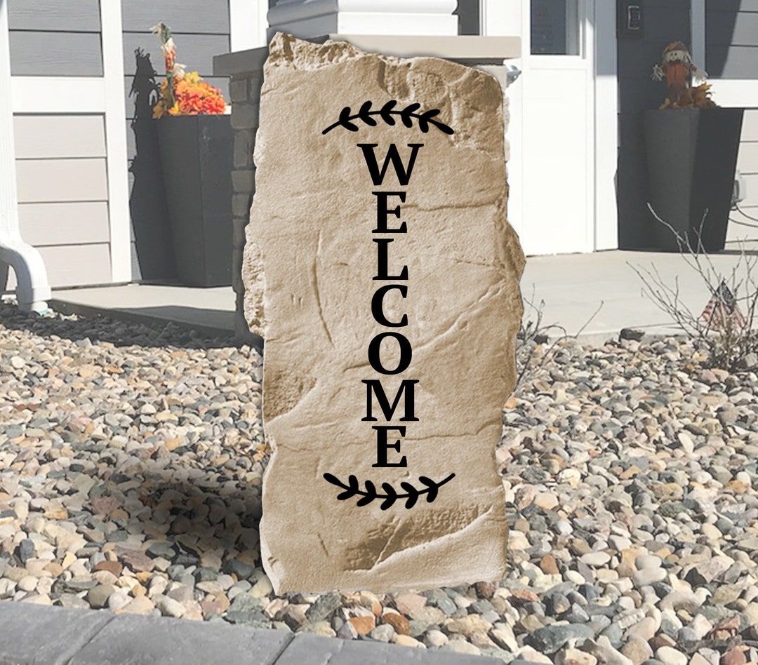 Welcome Stone - Welcome Landscape Rock - Engraved -garden Stone - House ...