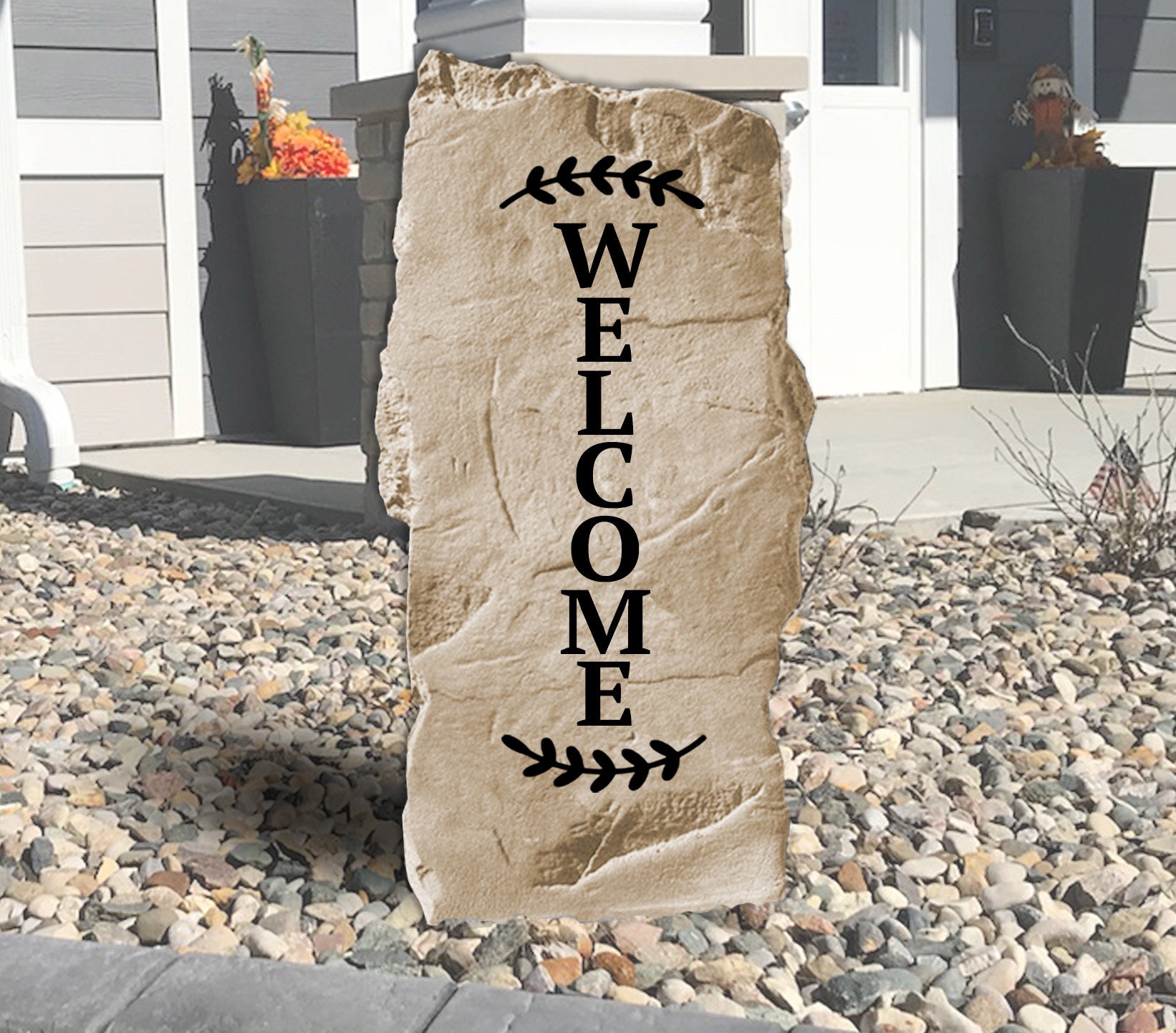 Vertical Welcome Stone Engraved Welcome Sign Front Door - Etsy