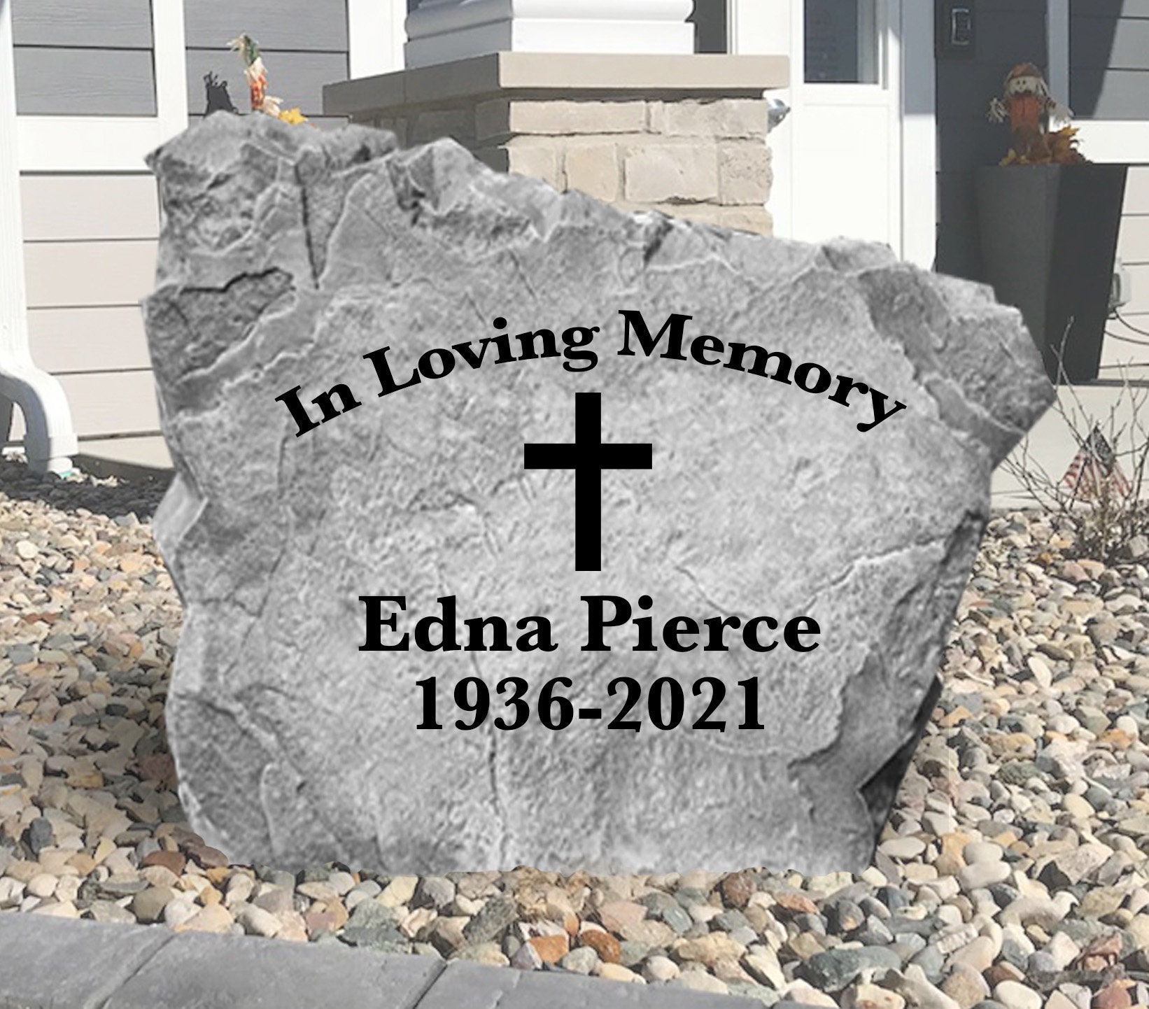 Memorial Stone - Personalized Memorial Sign - Grave Marker - Cross ...