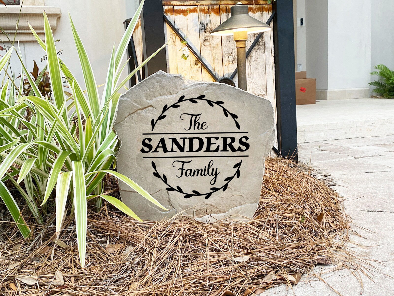 Family Name Monogram Rock - Engraved Stone - Custom Personalized ...