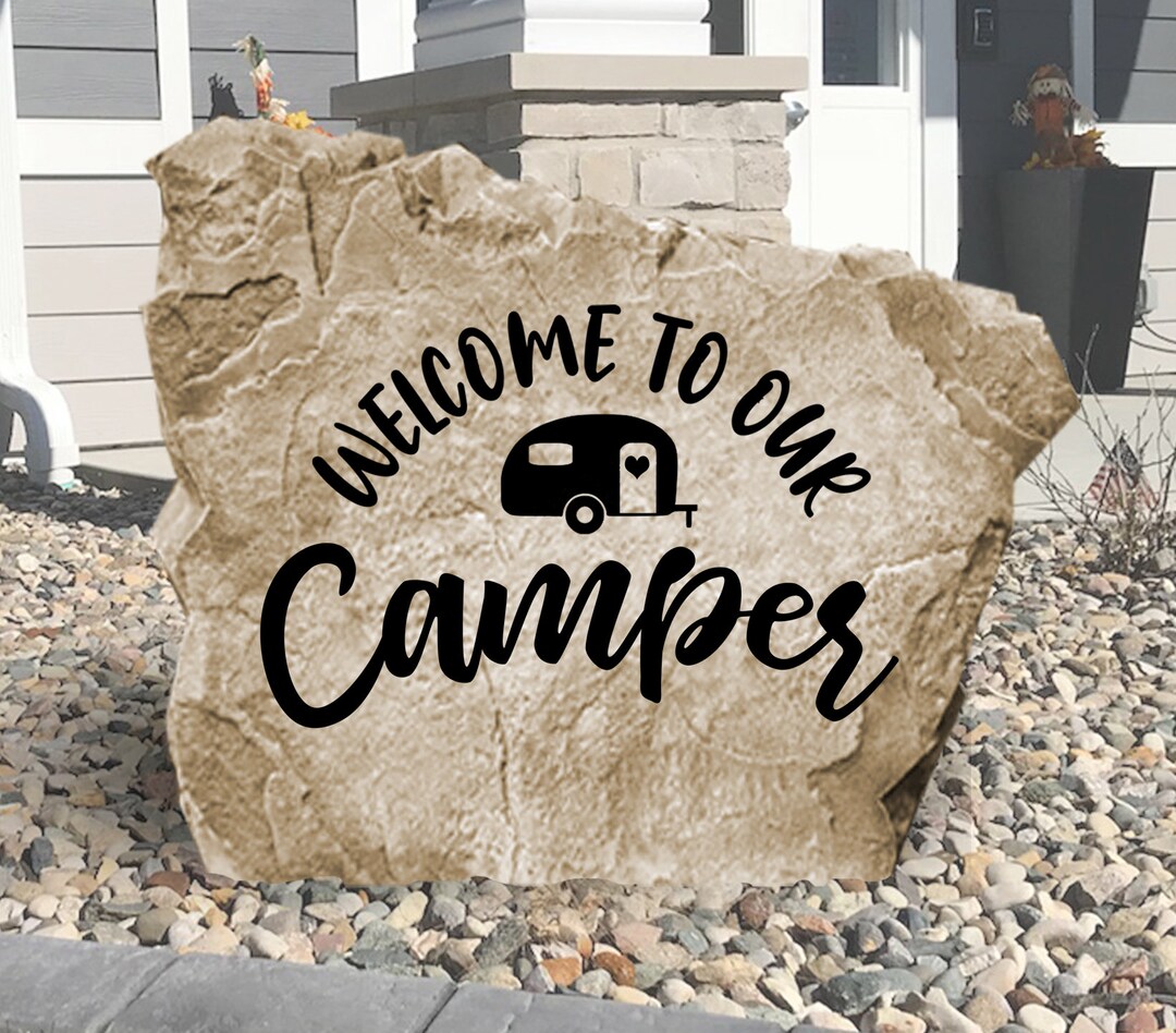 Welcome to Our Camper Sign Stone - Camping Sign - Campsite Decor ...