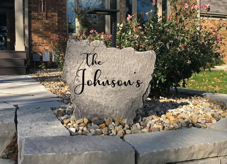 Script Name Stone Engraved Rock Personalized Garden - Etsy