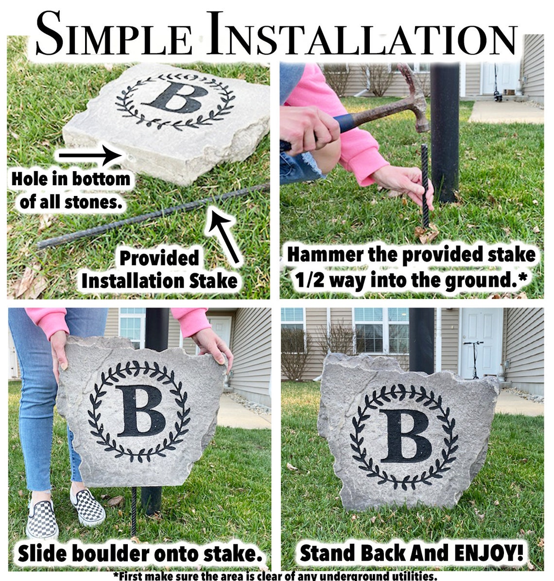 Eagle American Flag Rock Landscape Stone Engraved garden - Etsy