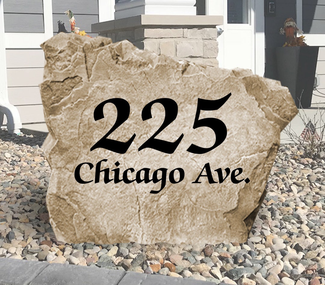 House Address Sign Elegant - Engraved Stone - Personalized - Garden ...