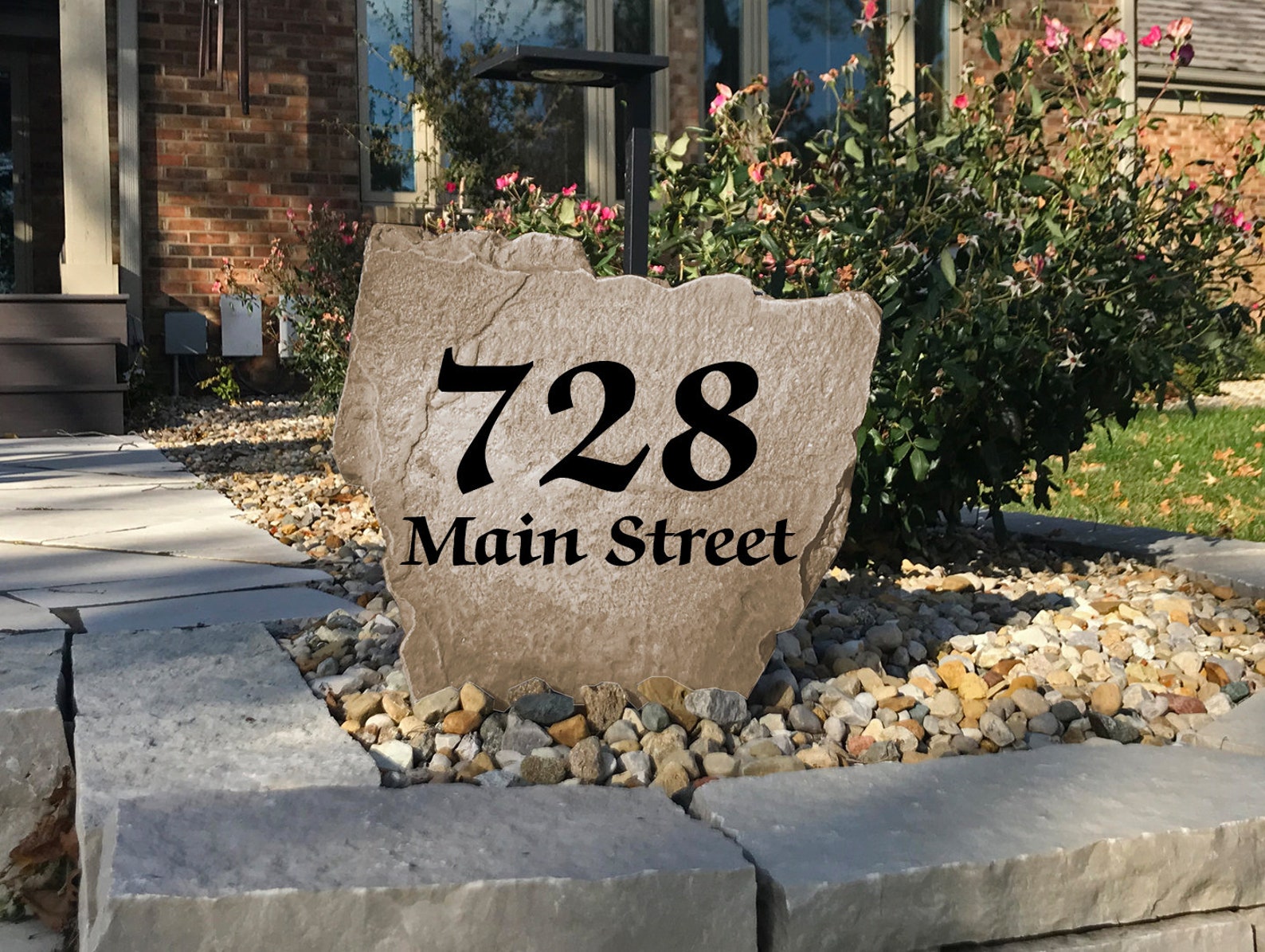 Street Address Stone Elegant Engraved Rock Personalized - Etsy