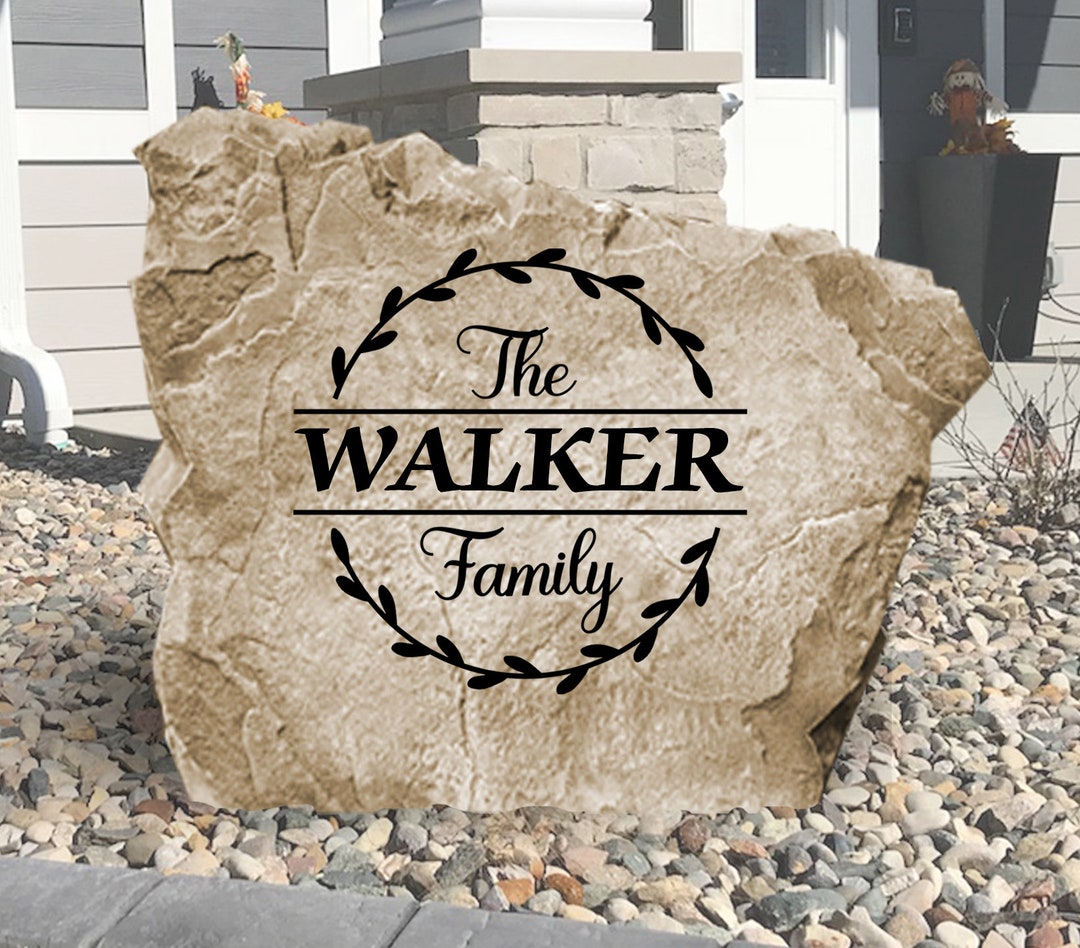 Personalized Monogram Family Name Rock - Engraved Stone - Custom ...