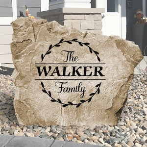 Personalized Monogram Family Name Rock Sign - Engraved Stone - Custom ...