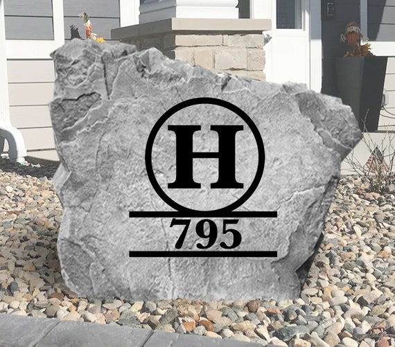 Circle Monogram Address Stone Engraved Rock Personalized - Etsy
