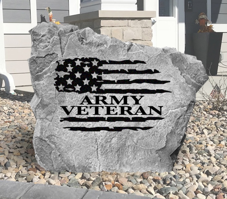 Army Veteran Flag Engraved Stone - Military - Engraved - Veteran Gift ...