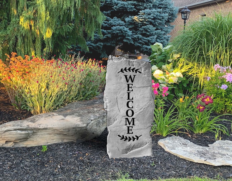 Vertical Welcome Stone Engraved Welcome Sign Front Door - Etsy