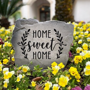 Home Sweet Home Decor Rock - Landscape Decor - Engraved - Garden Stone ...