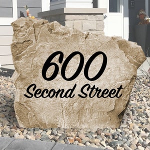 Script Address Rock Sign - Engraved Rock - Personalized - Garden Stone ...