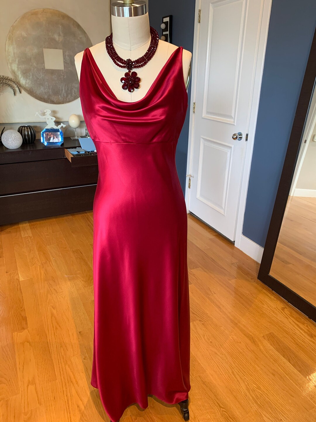 Cherry Red Sexy & Slinky Satin Silk Gown Evening Formal - Etsy