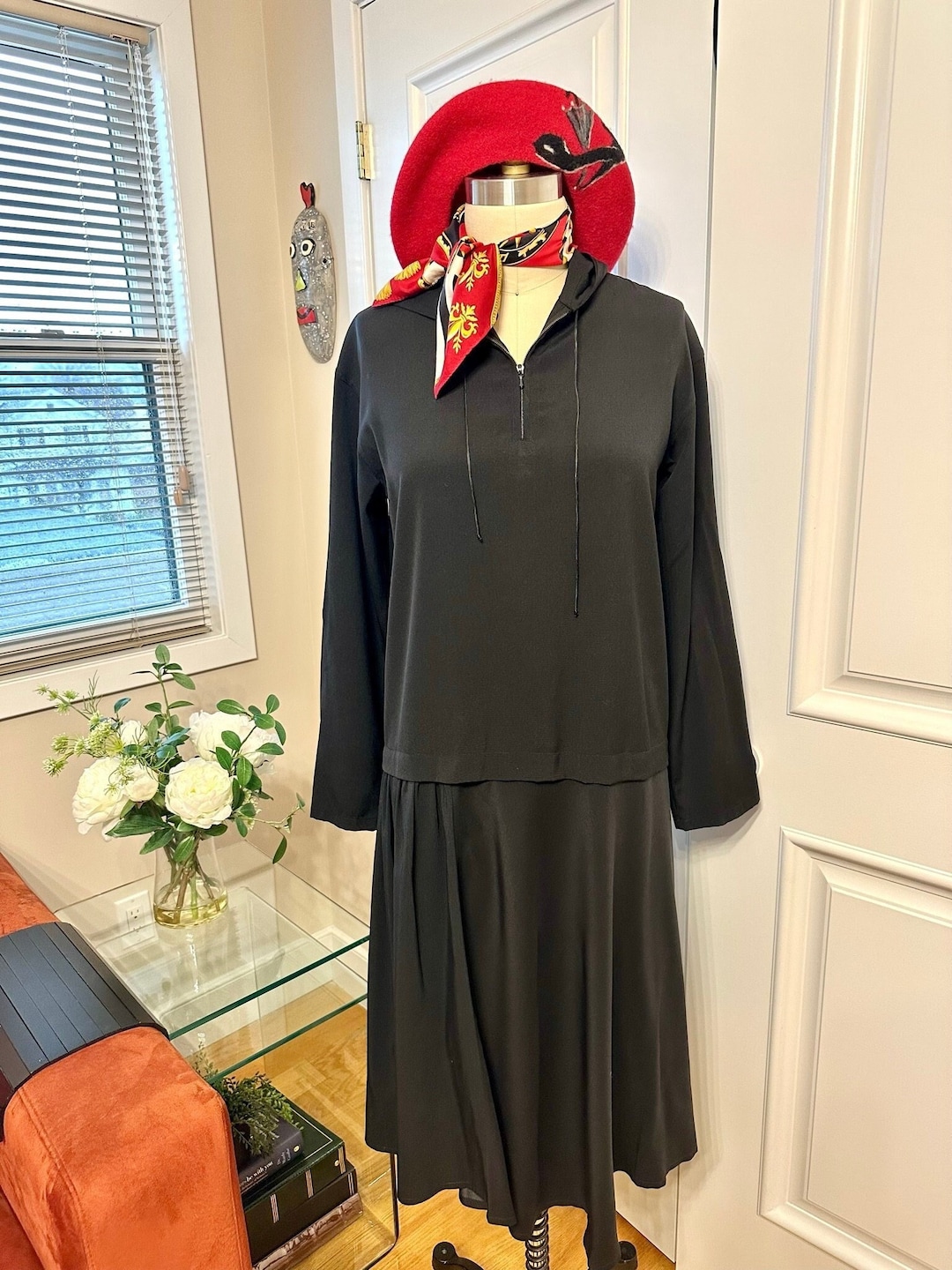 Sz 8/10 or M RARE Dirk Van Saene MINT 1920s Style Drop Waist Hooded ...