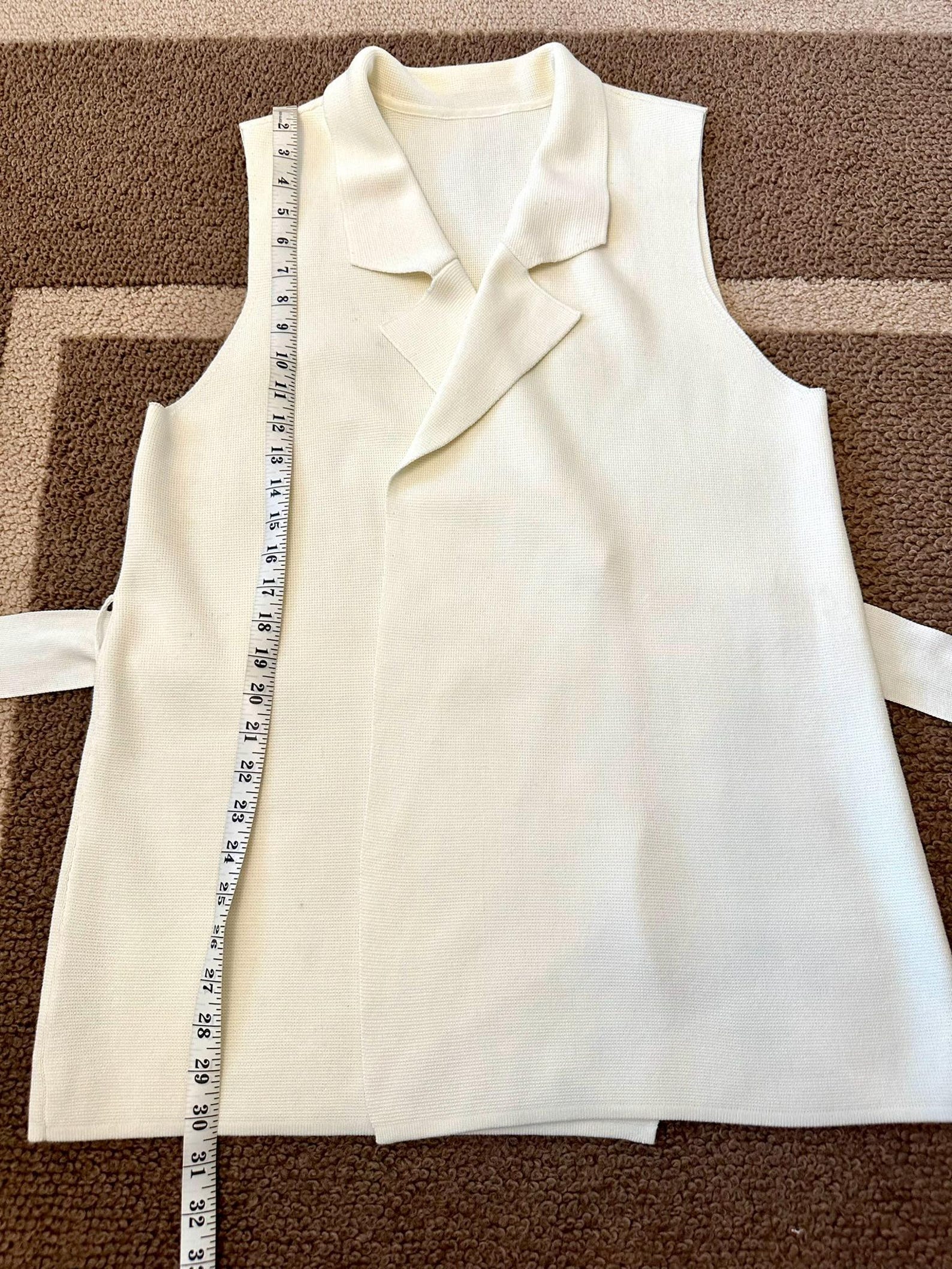 Large Long-line Belted Cream Vest - Etsy