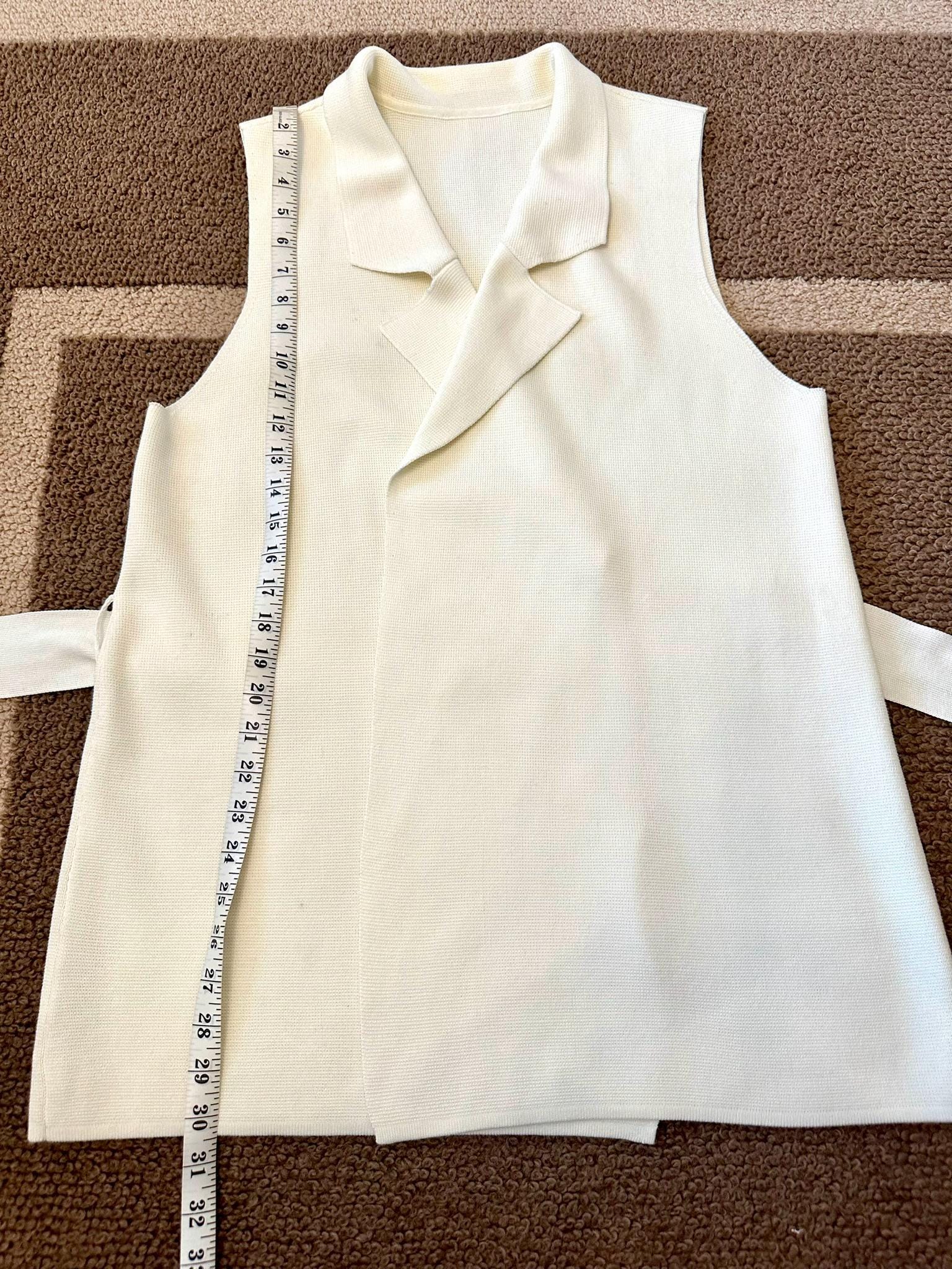 Large Long-line Belted Cream Vest - Etsy