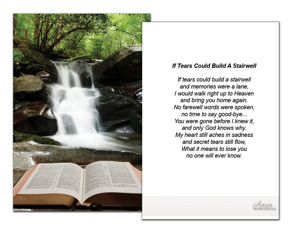 Funeral Memorial Prayer Cards peace-full Waterfall-bible FPC1020EN ...