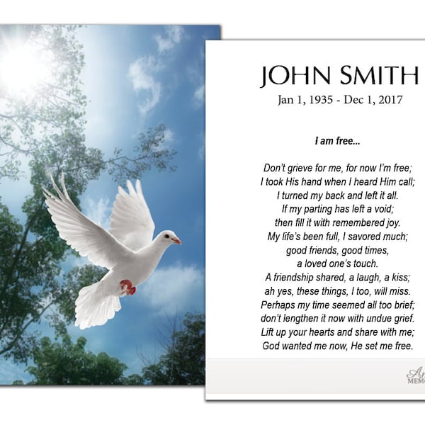 Dove Funeral Invitation - Etsy