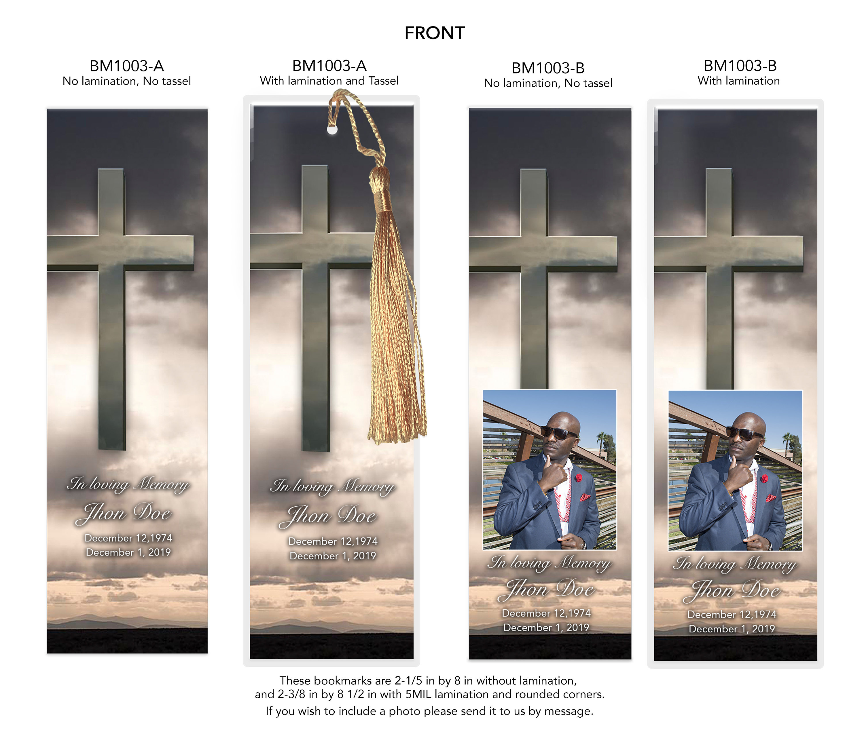 Funeral Bookmarks With Personalization, FBM1003, Jesus Cross ...