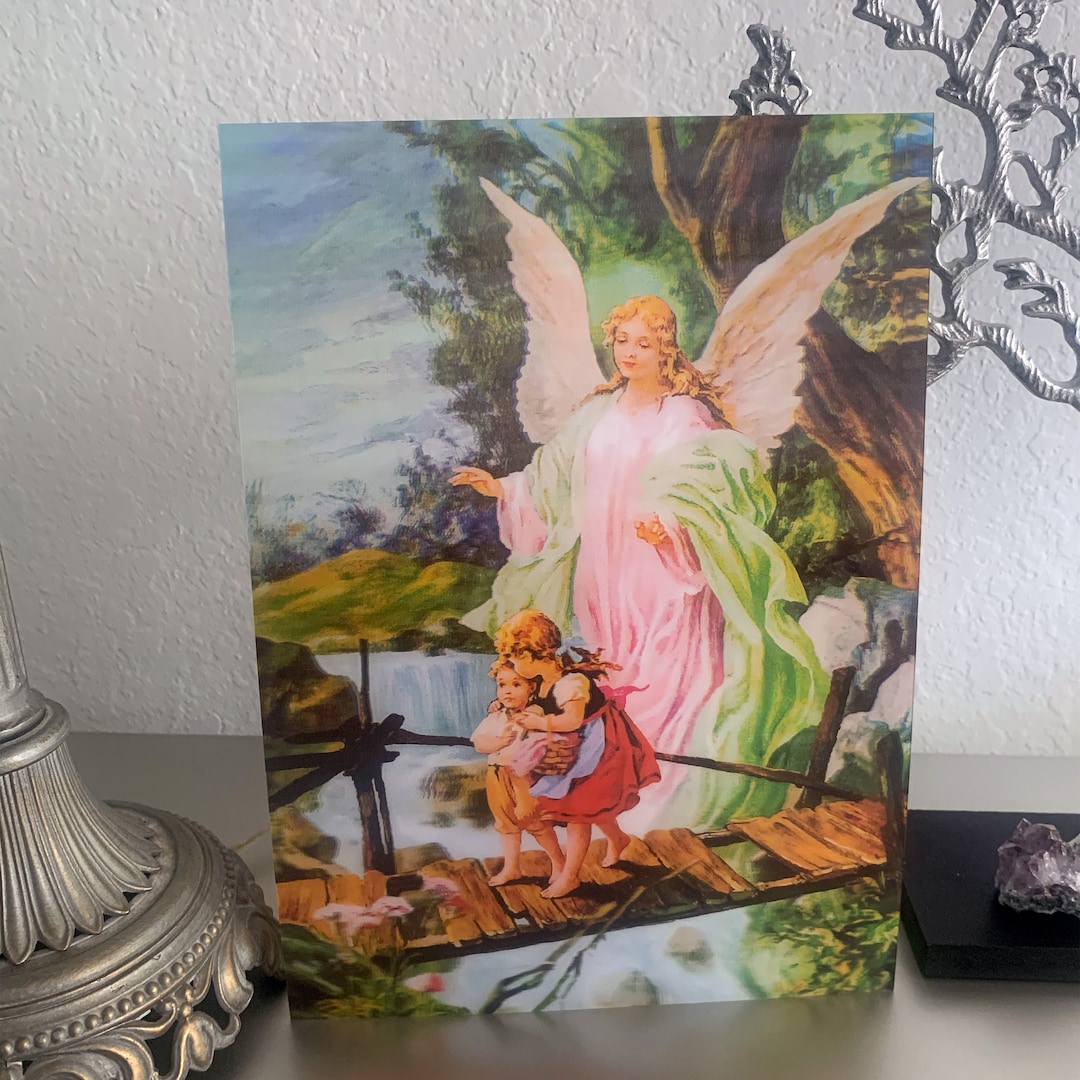 Guardian Angel With Kids Holographic Poster 9.5in X 13.5in Religious ...