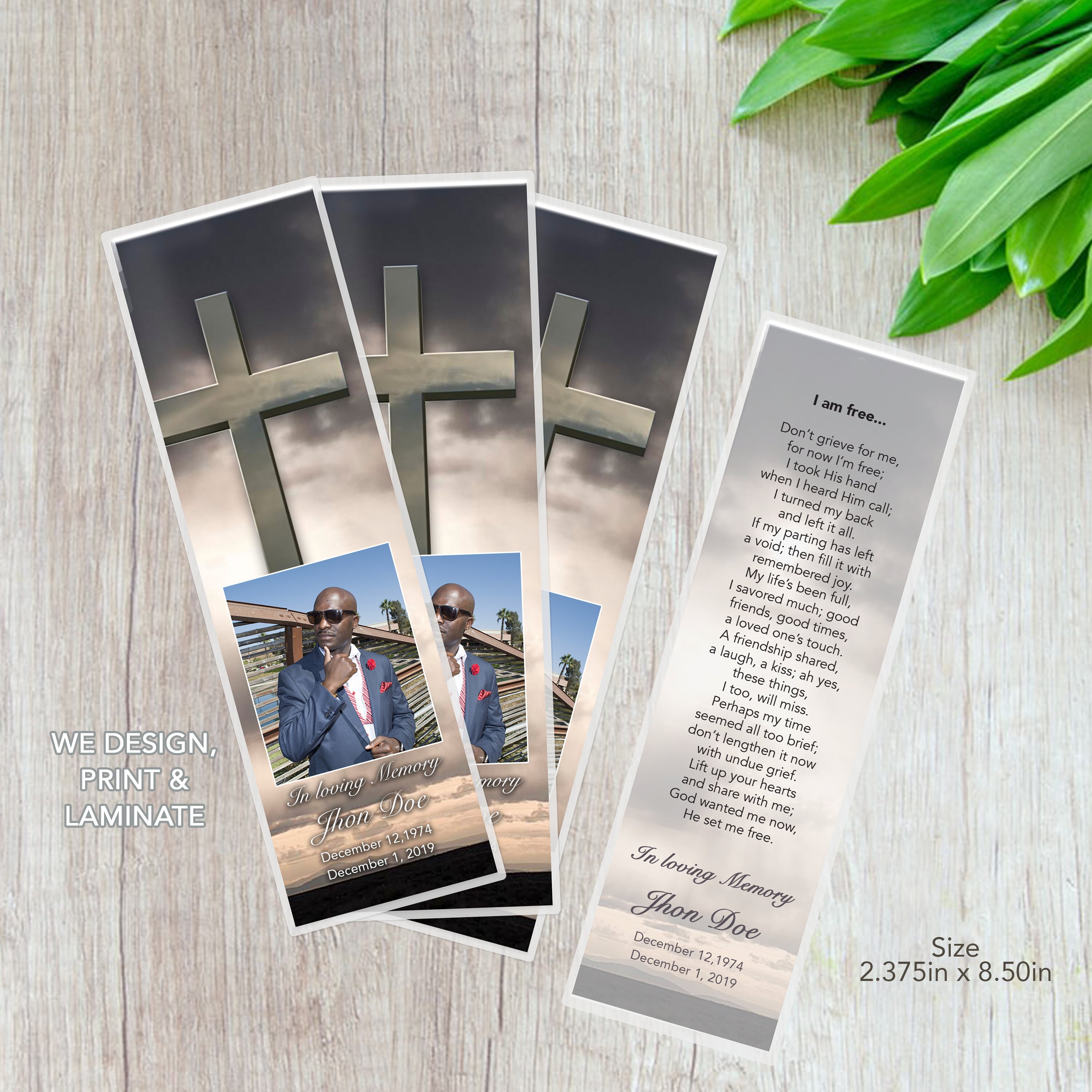 Funeral Bookmarks With Personalization, FBM1003, Jesus Cross ...