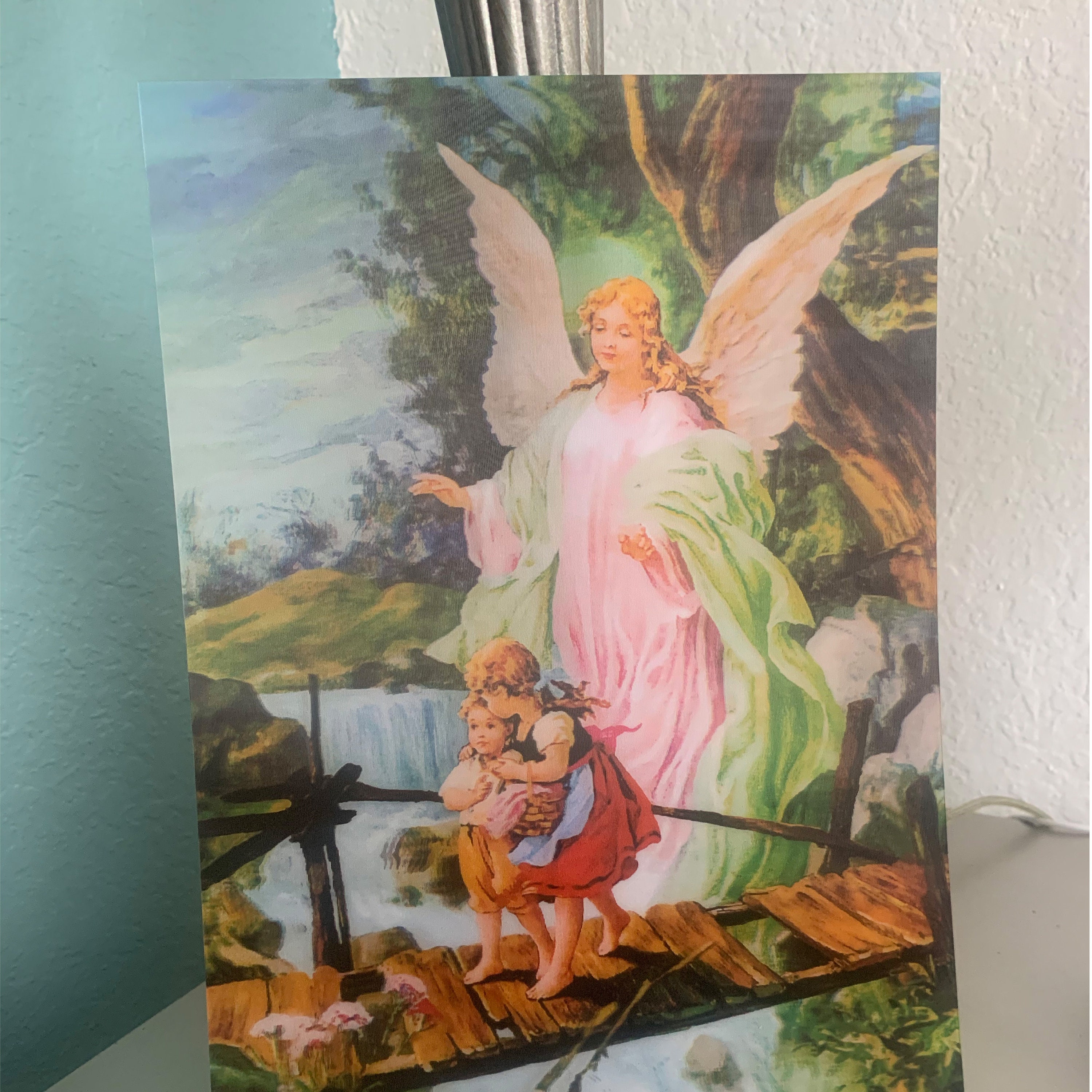 Guardian Angel With Kids Holographic Poster 9.5in X 13.5in Religious ...