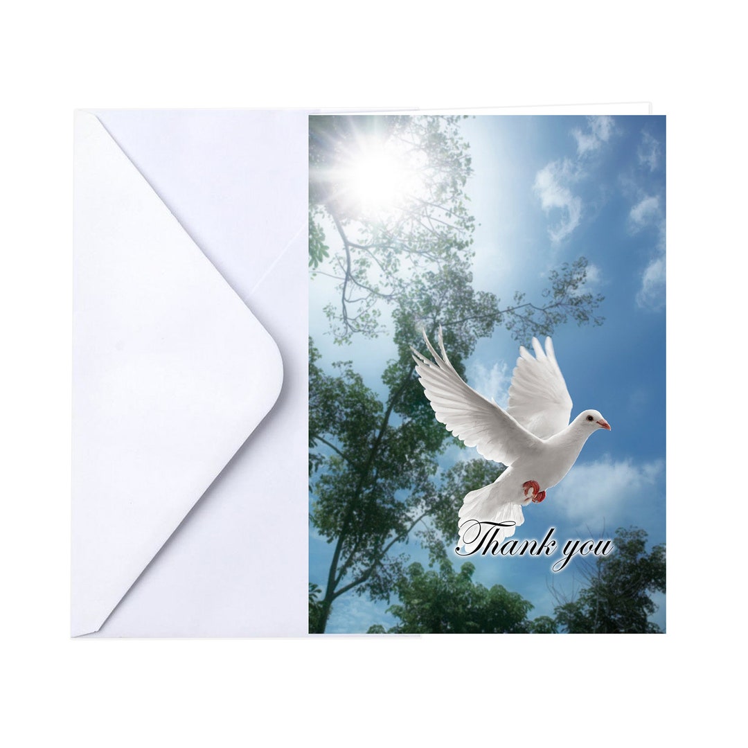 Funeral Memorial Service Thank You Cards With Envelopes (25 Count) Dove ...