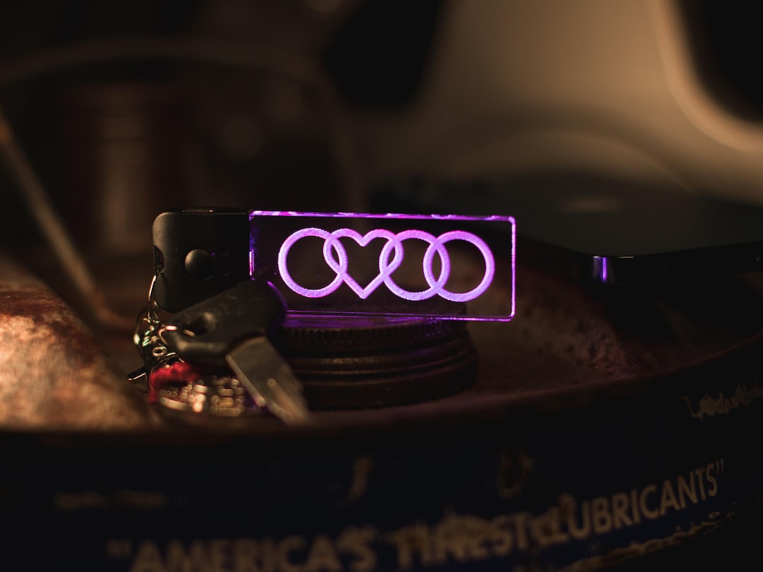 Audi Logo LED Keychain – Unique Design With Heart Ring for Audi Car Enthusiast! Veteran-owned - Etsy