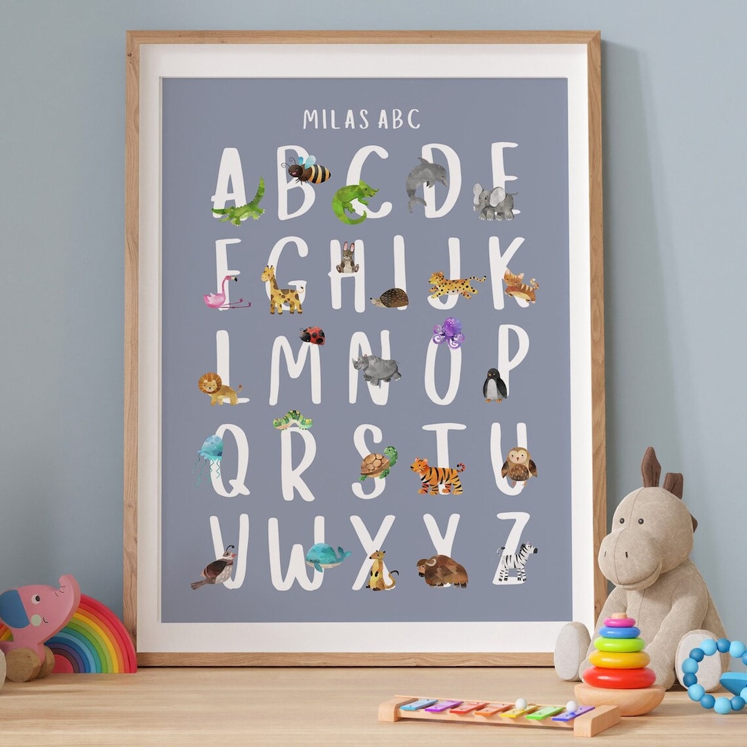 Animals Alphabet Poster Children's Room Wall Art Animal Alphabet Print ...