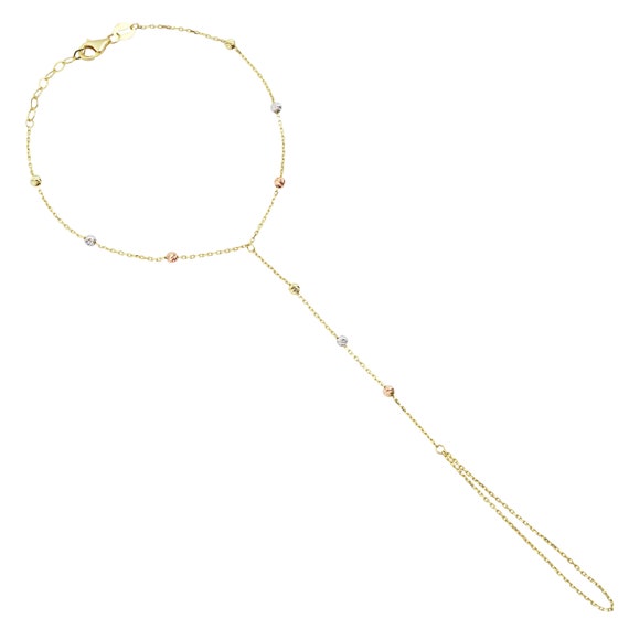 14k Gold Adjustable Italian Design Hand Harness Finger Chain - Etsy