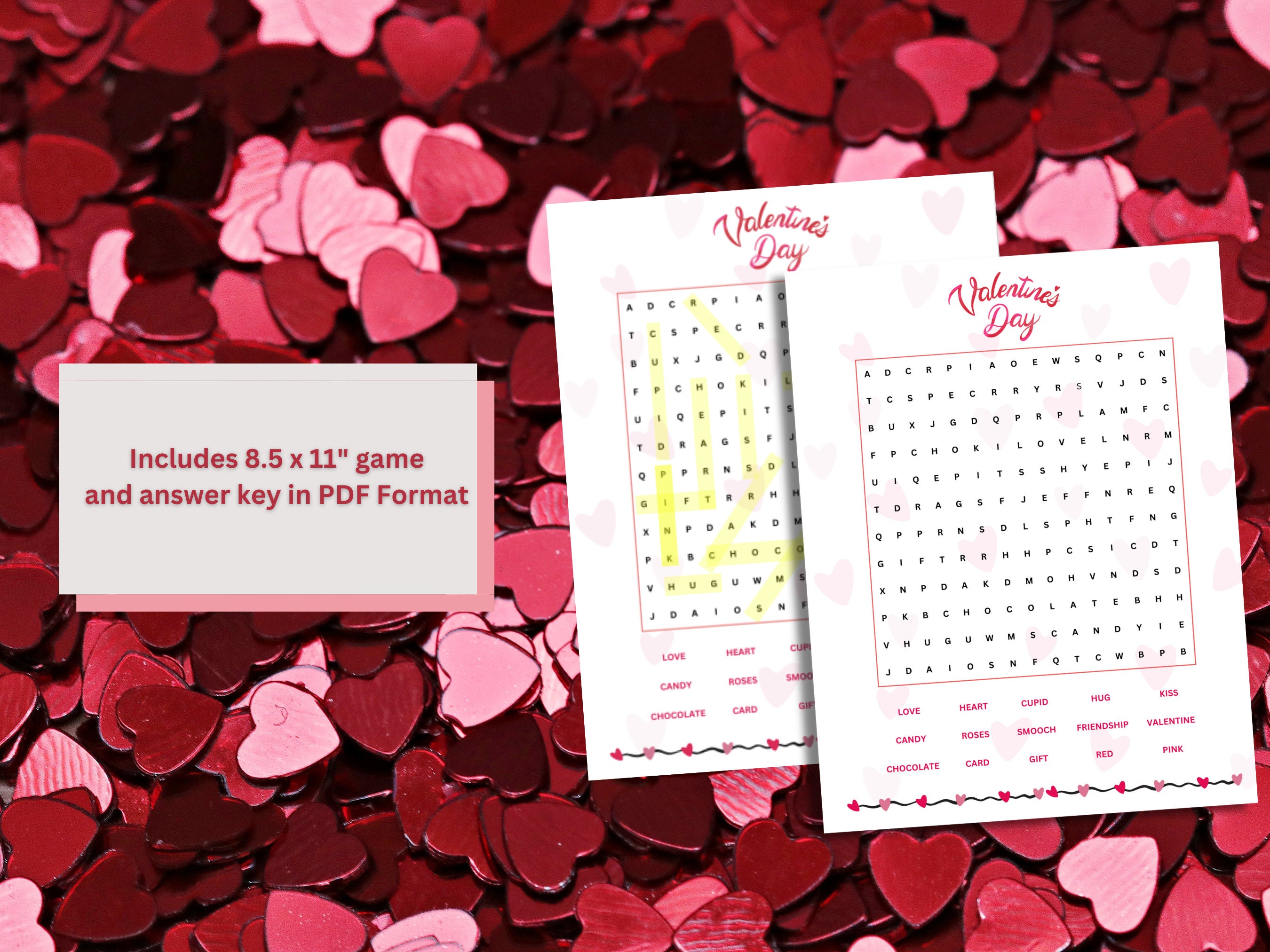 Valentine's Day Word Search Puzzle PDF Format Instant Download With ...